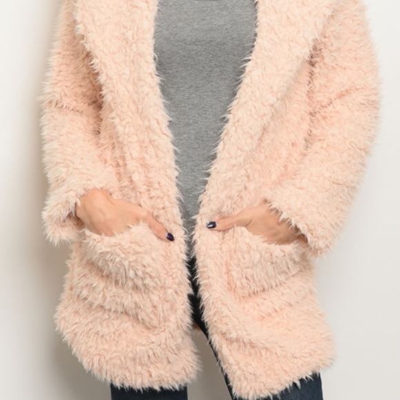 Jackets & Coats | M L Faux Fur Shaggy Fuzzy Teddy Bear Jacket Coat ...